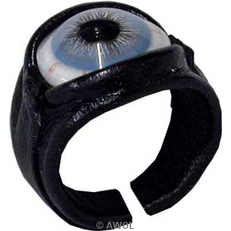 Jewelry Gifts :: Leather Eye Rings :: Black Leather Powder Blue Eye ...