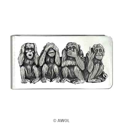 Shop by Categories :: Personal Gifts :: Money Clips :: "Four Monkeys ...